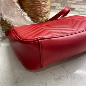 Gucci | Bags | Gucci Marmont Small Shoulder Bag In Red Leather | Poshmark